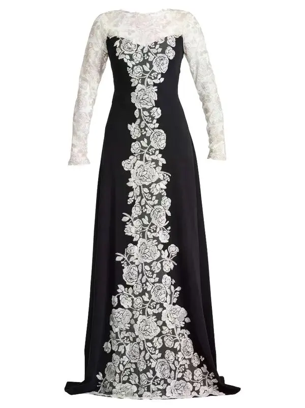 Tadashi Shoji Floral-lace Maxi Dress - Black