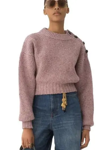 Chloé Crochet Wool Knit Sweater - Pink