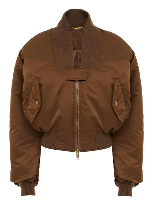 Chloé Nylon Bomber Jacket - Authentic Brown