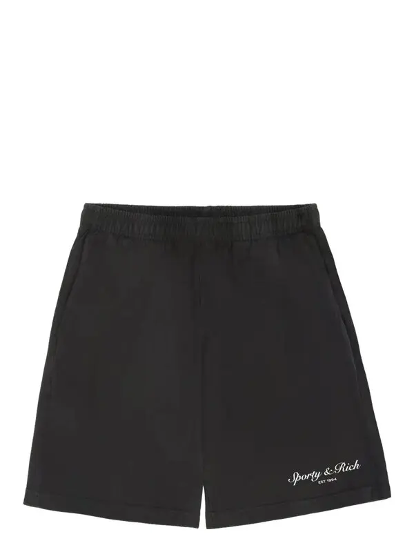 SPORTY & RICH Stallion Logo Tack Shorts - Black