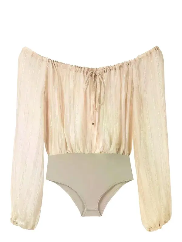 AMIR SLAMA Metallic Bodysuit - Neutrals