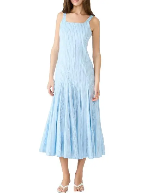 Steve Madden Adira Pinstripe Midi Sundress - Hazy Blue