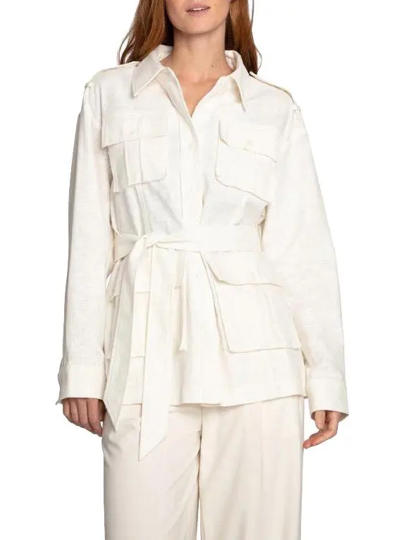 BELLE & BLOOM Belted Cotton & Linen Jacket - Cream