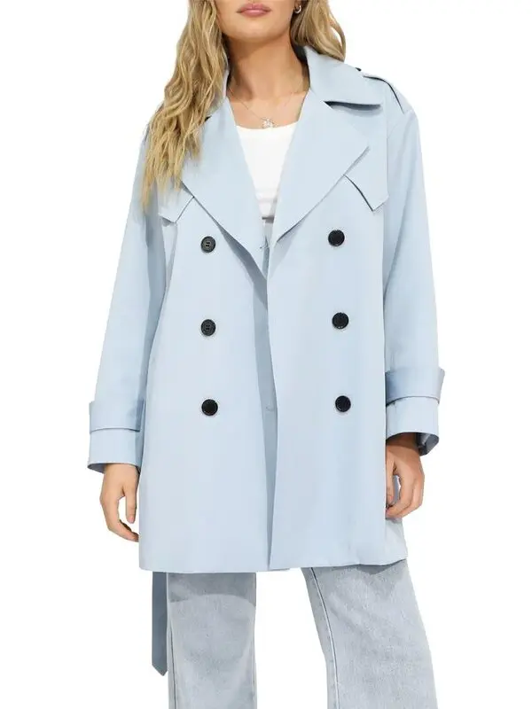 BELLE & BLOOM Whispers Of Verona Trench Coat - Sky Blue
