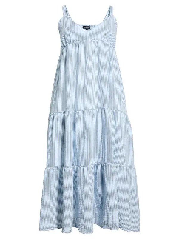 Steve Madden Elianna Stripe Tiered Sundress - Arctic Blue Stripe