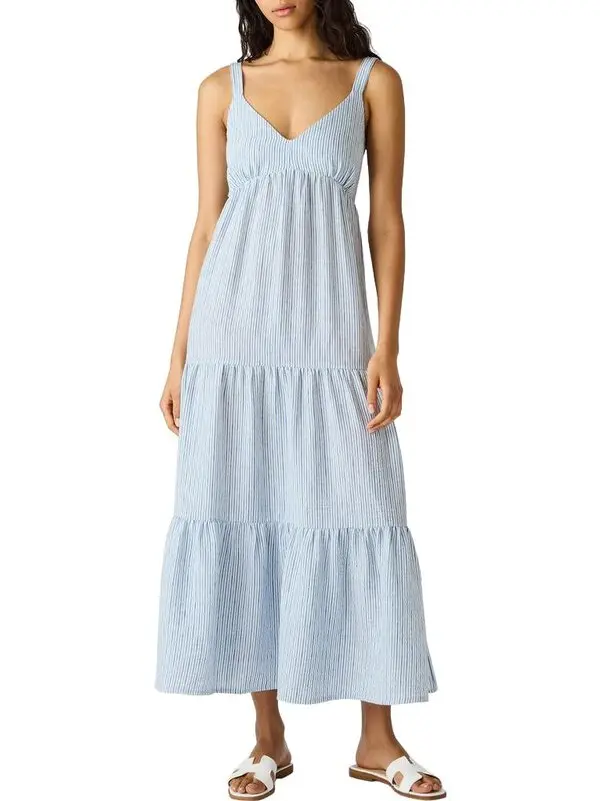 Steve Madden Elianna Stripe Tiered Sundress - Arctic Blue Stripe