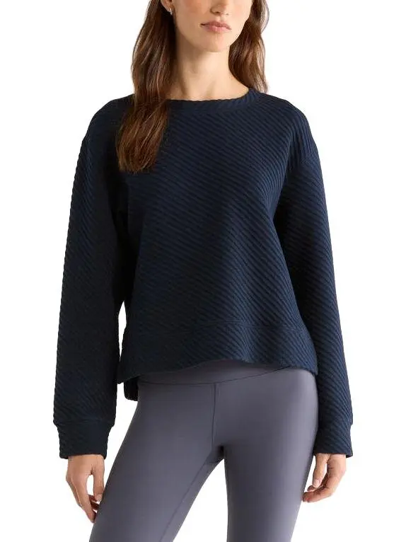 Zella Twill Crewneck Top - Navy Sapphire