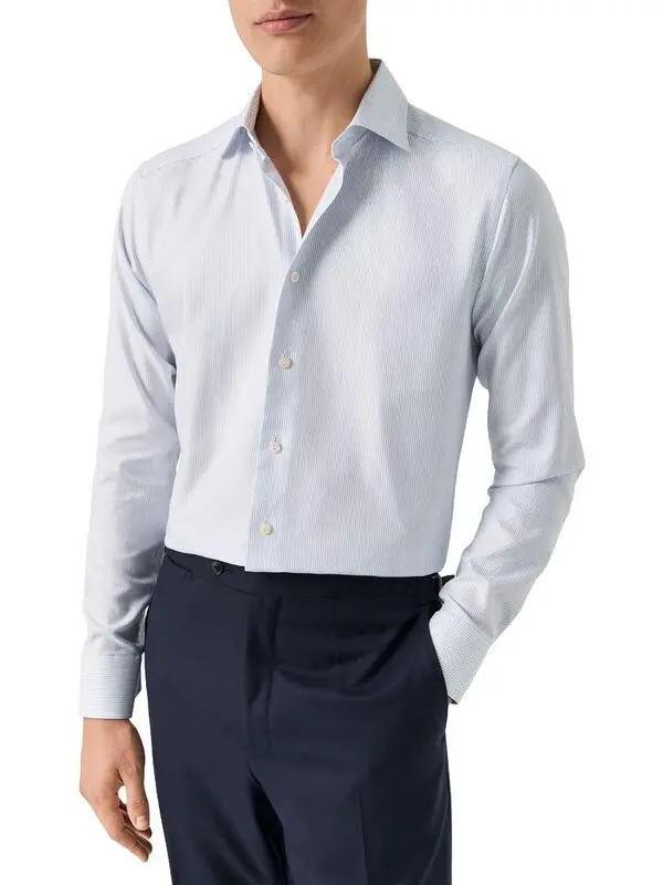 Eton Contemporary Fit Semi Solid Dress Shirt - Light Blue