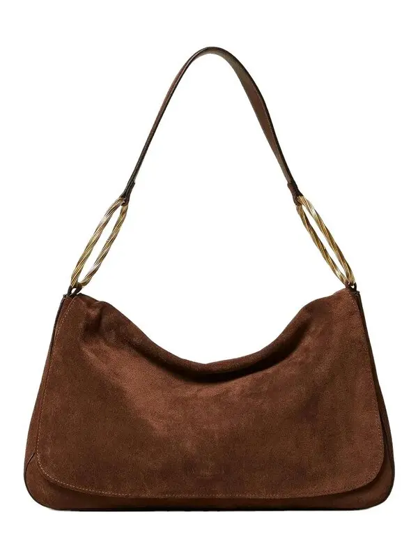 TWINSET Leather Satchel With Gold Tone Detail - Brown