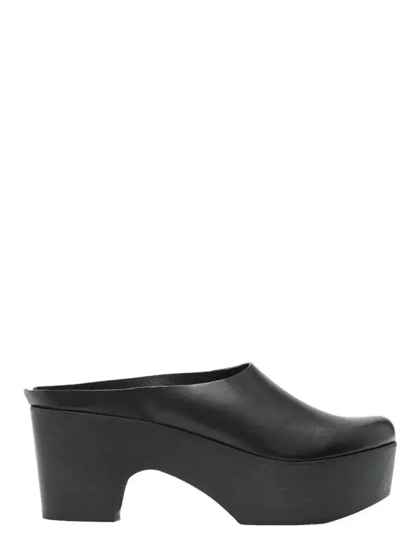 DANIELA GREGIS Leather High Sabot Mules - Black