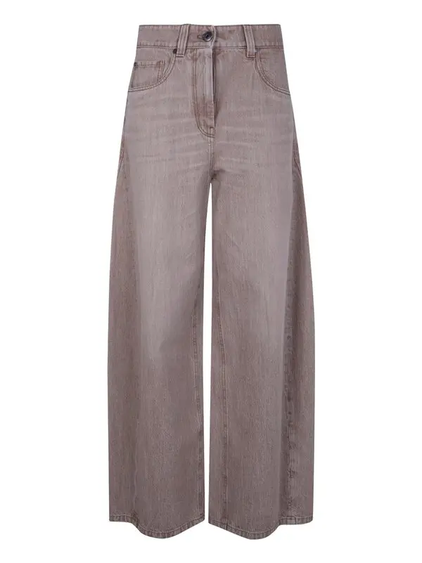 Brunello Cucinelli Wide Leg Denim Pants - Beige