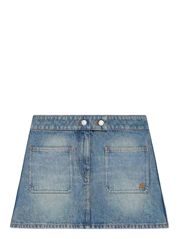 COURREGES Signature Denim Mini Skirt - Blue