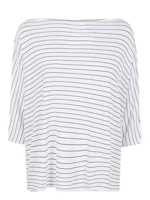 Liviana Conti Boat Neck Striped Sweater - White