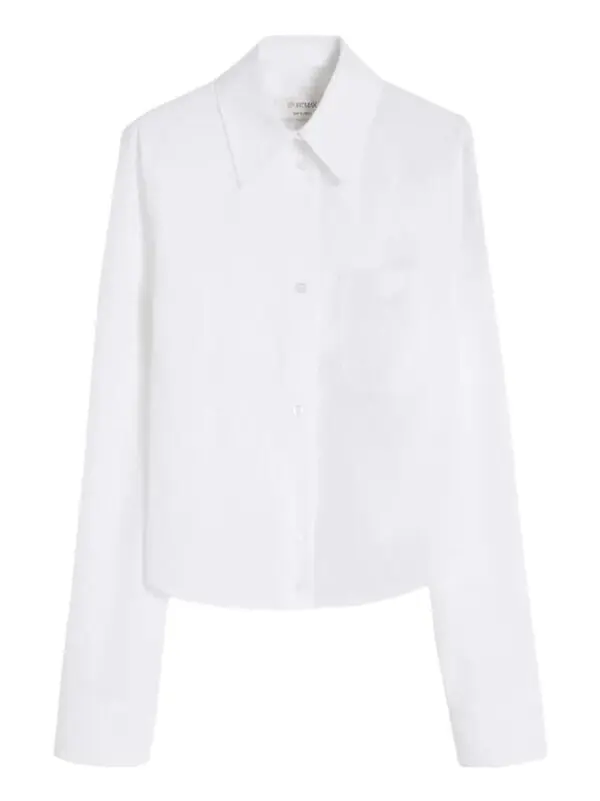 Max Mara Popeline Cotton Cropped Shirt - White