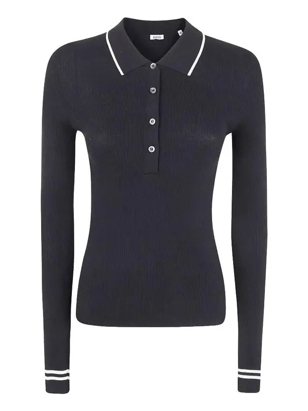 Aspesi Long Sleeve Polo Neck Sweater - Black