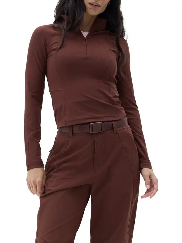 HALFDAYS Julie Quarter Zip Top - Brunette/java