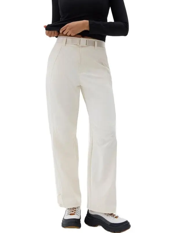HALFDAYS High-waist Ripstop Pants - Oatmilk