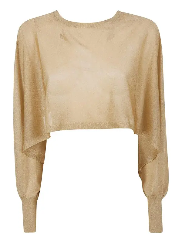 TWINSET Round Neck Cropped Sweater - Beige