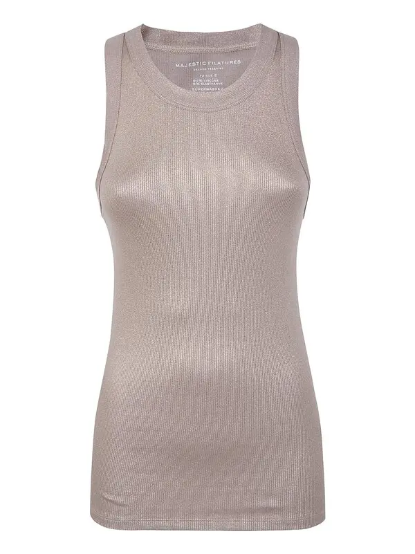 Majestic International Lurex Tank - Brown