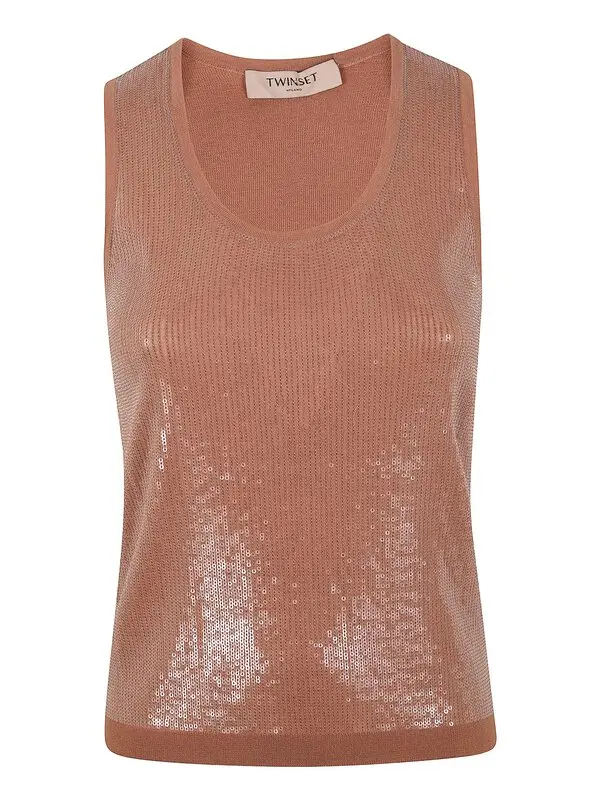 TWINSET Round Neck Tank Top - Brown