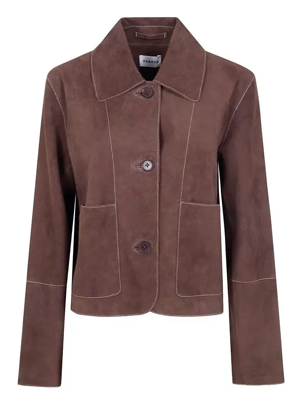 P.a.r.o.s.h Minuetto Suede Jacket - Brown