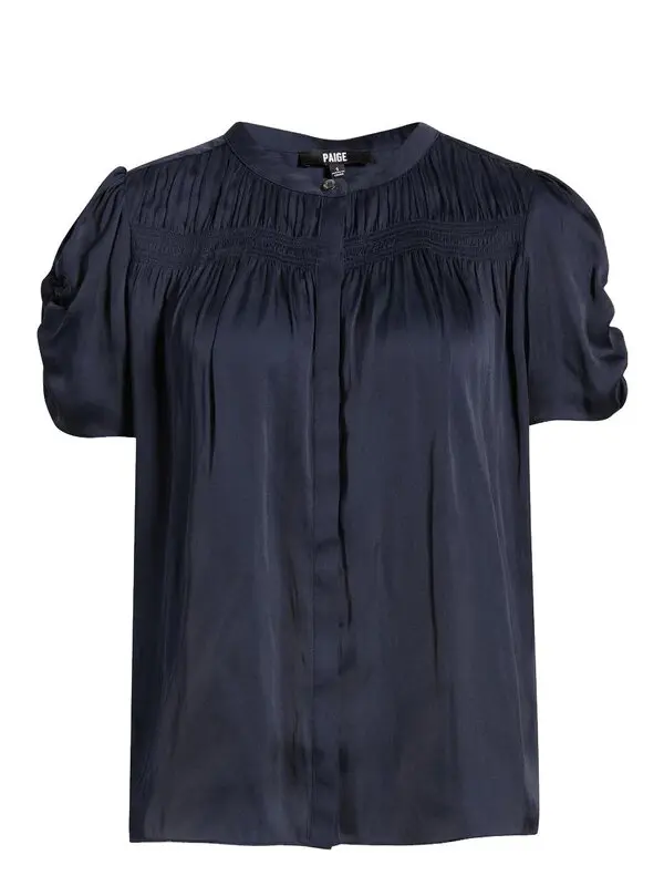 Paige Satin Button-up Shirt - Deep Navy