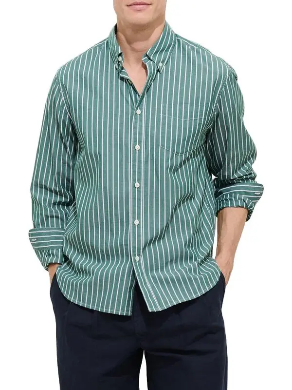 ALEX MILL Mill Thing Stripe Button-down Shirt - Cypress/ivory