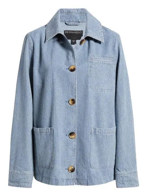 Bernardo Stripe Denim Chore Jacket - Blue