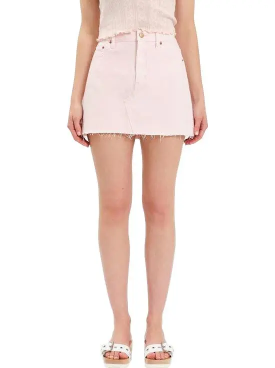 DAZE Malibu Denim Miniskirt - Think Pink