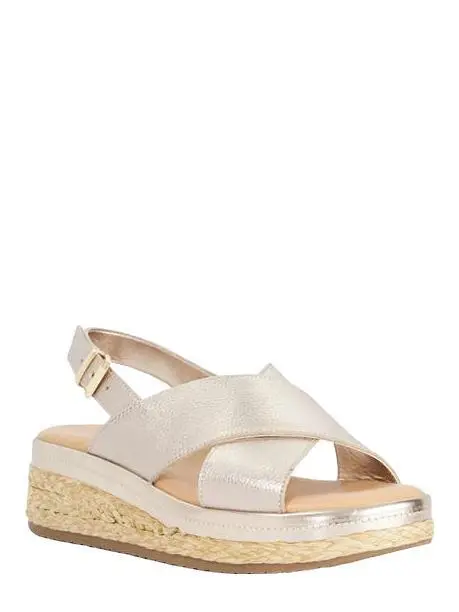 Dune London Kiya Slingback Platform Wedge Sandal - Champagne