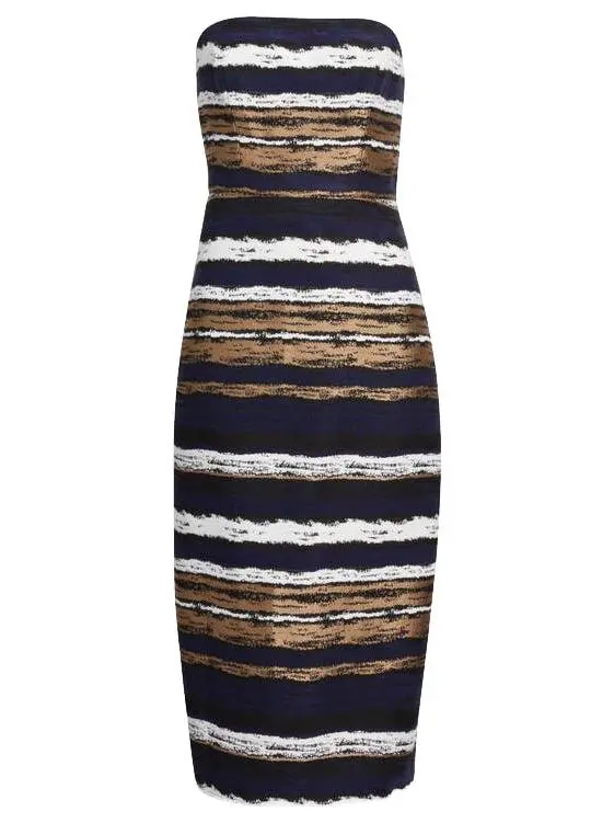 Sam Edelman Strapless Brocade Sheath Dress - Navy