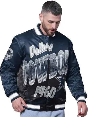 STARTER Dallas Cowboys Pass Rush Varsity Full-snap Jacket - Navy
