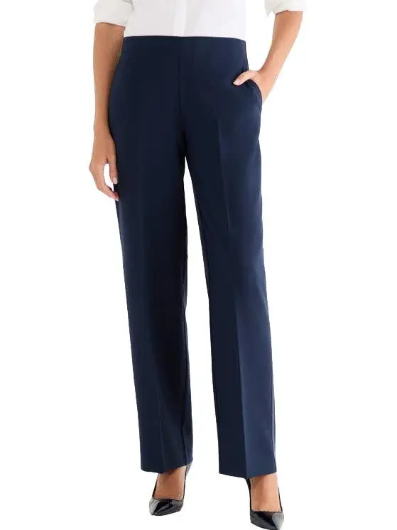 NIC+ZOE Accent Stitch Wide Leg Stretch Trousers - Dark Indigo