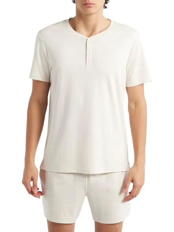 Daniel Buchler Stretch Cotton & Modal Blend Henly Pajama T-shirt - Oatmeal