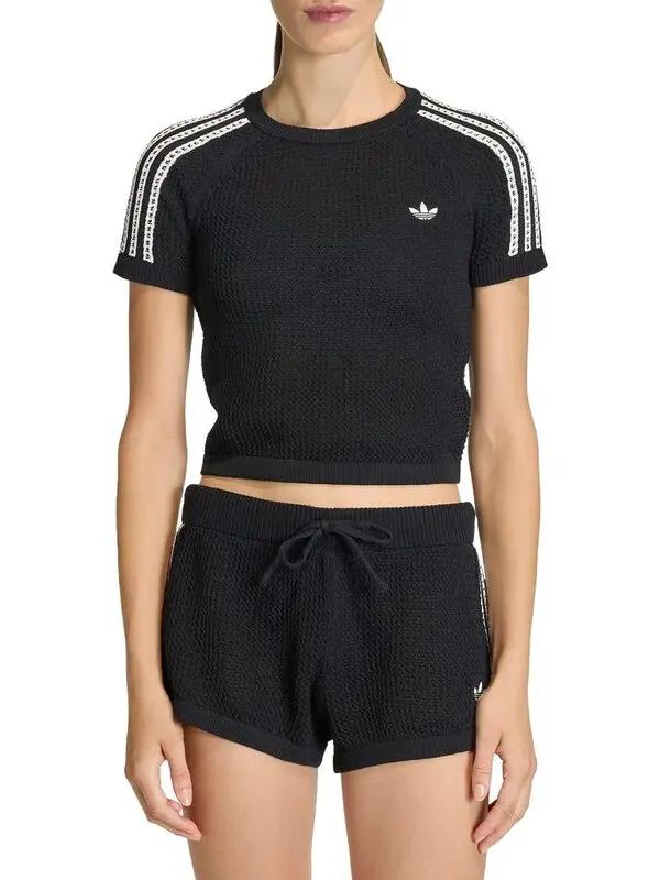 Adidas Originals By Alexander Wang Open Stitch Crop Sweater - Black