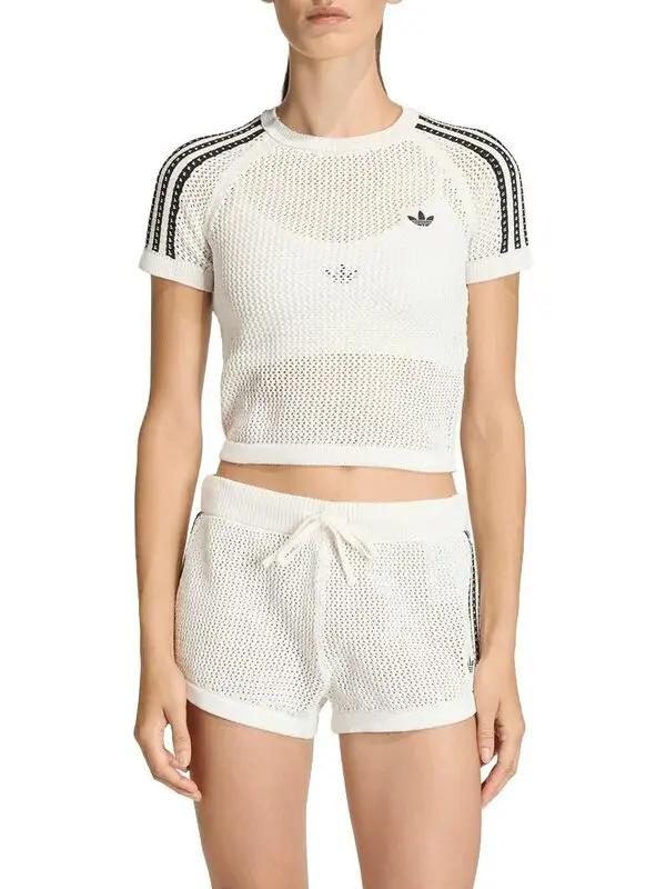 Adidas Originals By Alexander Wang Open Stitch Crop Sweater - Off White