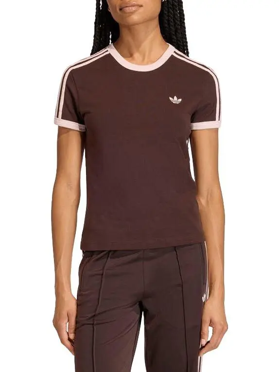 Adidas Originals By Alexander Wang Adicolor 3-stripes Slim T-shirt - Aurora Coffee/sandy Pink