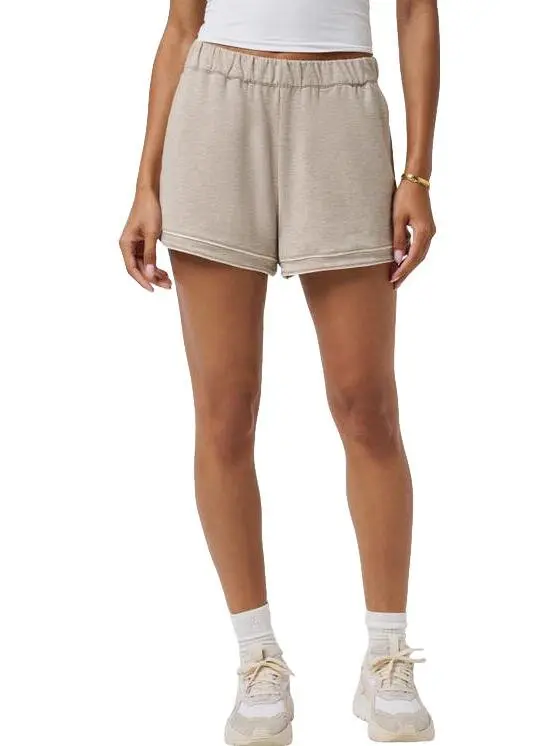 Travis Mathew Terry Varsity Shorts - Heather Soft Taupe