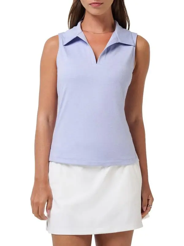 Travis Mathew Skyloft Light Sleeveless Polo - Heather Soft Blue