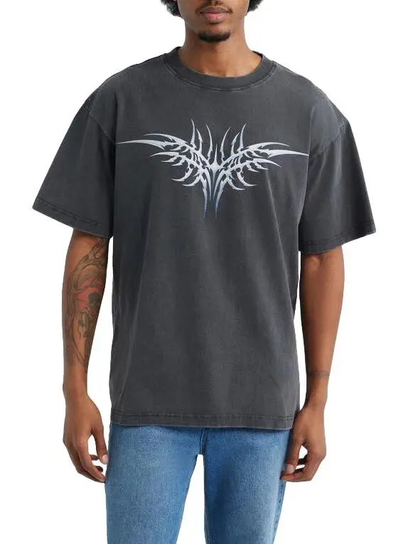 PACSUN Cyber Wings Cotton Graphic T-shirt - Black