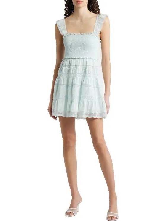 LoveShackFancy Colbera Lace Ruffle Mini Dress - Pale Mint