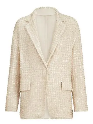 Brunello Cucinelli Blazer With Net Embroidery - Cream