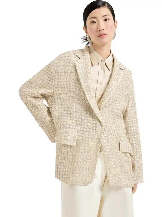 Brunello Cucinelli Blazer With Net Embroidery - Cream