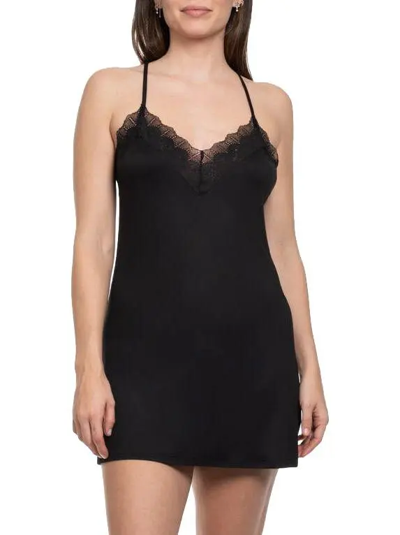 IN BLOOM BY JONQUIL Sevilla Lace Trim Chemise - Black