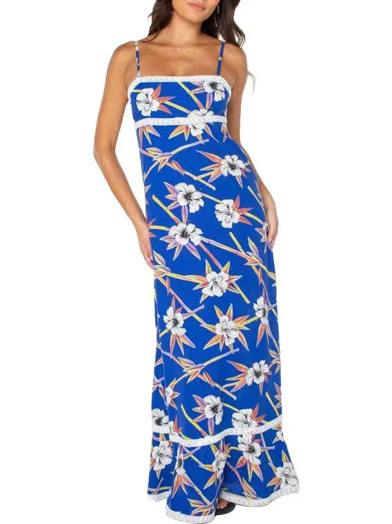 Roxy Floral Maxi Dress - Surf The Web Solid