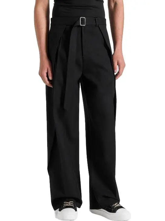 Manière De Voir Charles Wide Fit Wrap Leg Tailored Trousers - Black