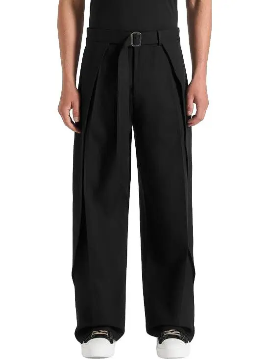 Manière De Voir Charles Wide Fit Wrap Leg Tailored Trousers - Black