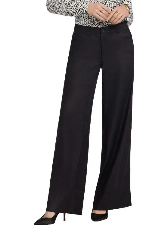 NYDJ Linen Blend Wide Leg Pants - Black