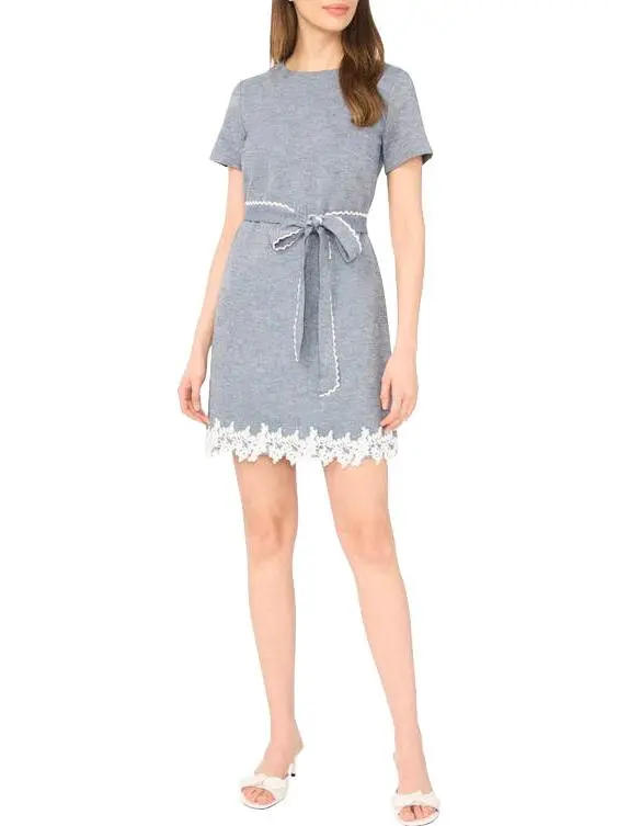 CECE DUPRAZ Lace Trim A-line Mini Dress - Med Indigo