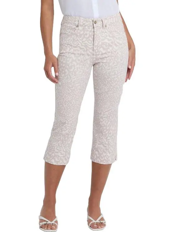 NYDJ Marilyn Split Cuff Crop Capri Jeans - Snow Leopard